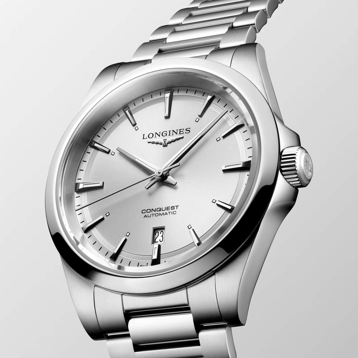 LONGINES 浪琴 Conquest 征服者系列銀色優雅時尚運動腕錶 41mm L38304726 - 新萬國鐘錶