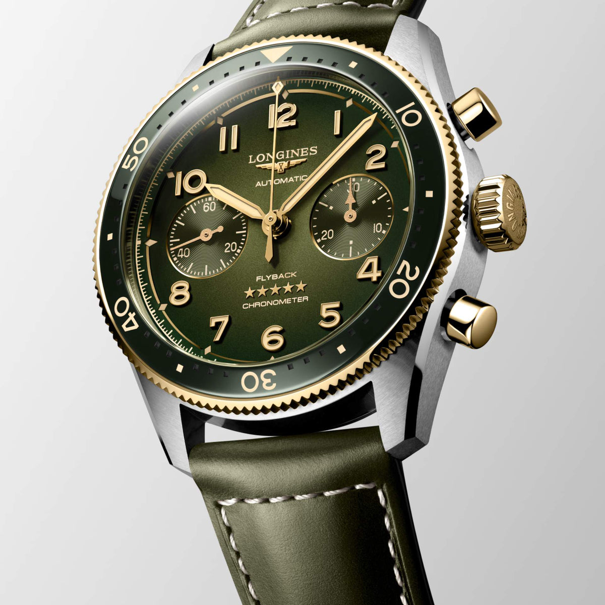 LONGINES 浪琴 Spirit 先行者系列 Flyback 18k黃金不銹鋼飛返計時碼錶 42mm L38215532 - 新萬國鐘錶